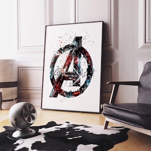 Avengers Watercolor Print, Avengers Logo, Thor, Hulk, Captain America ...