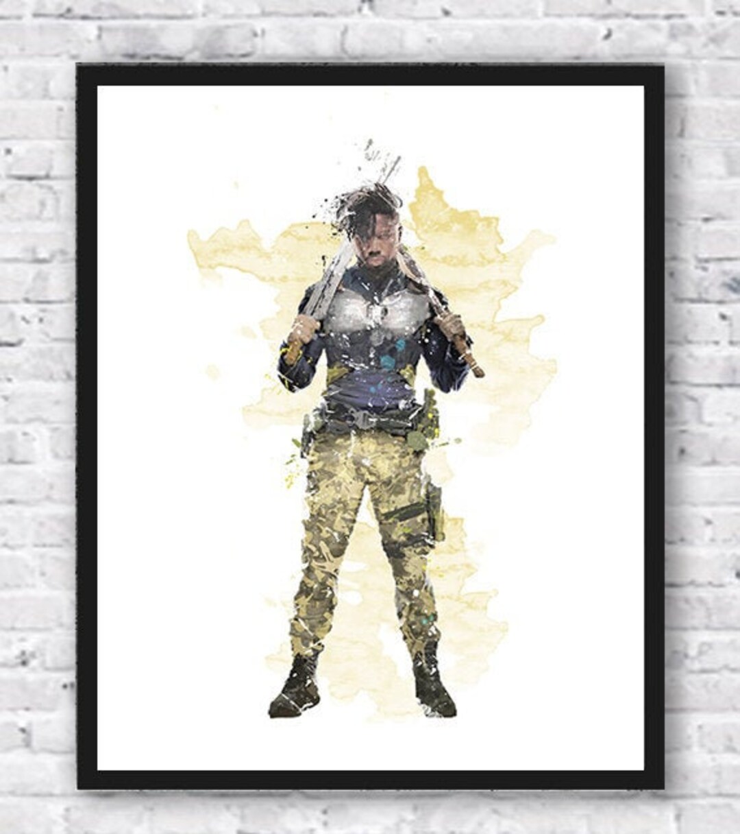 Erik Killmonger, Black Panther, Watercolor, Art Print, Avengers ...