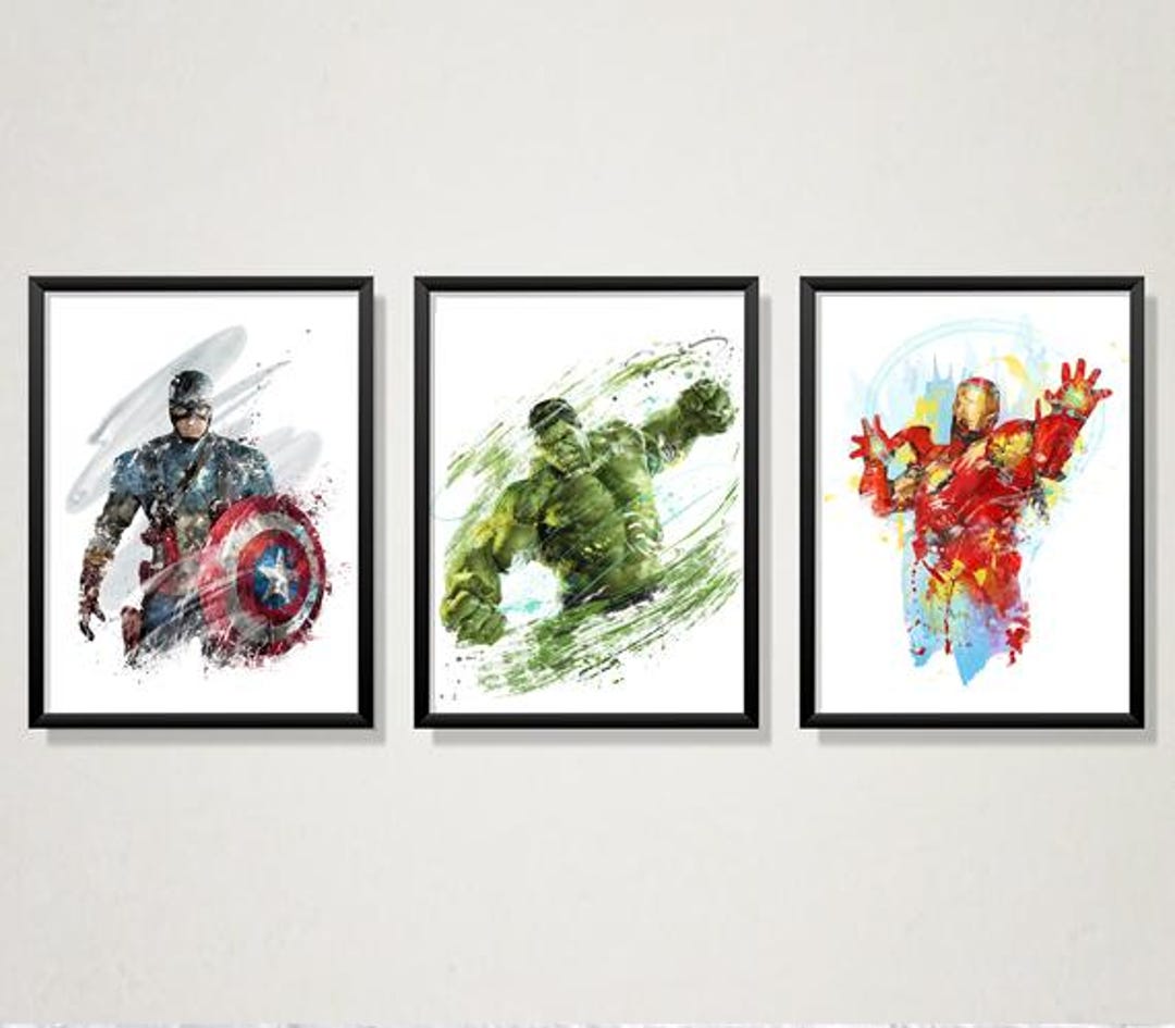 Avengers, Watercolor, Superhero, Art Print, Iron Man, Hulk, Captain ...