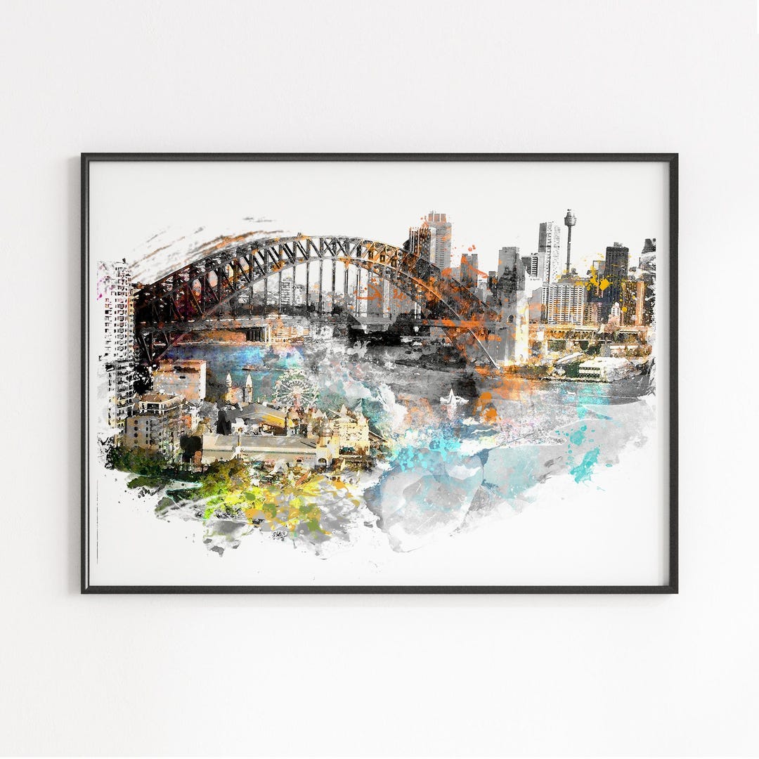 Melbourne Watercolor Print, Skyline Poster, Travel, Australia, Capital ...