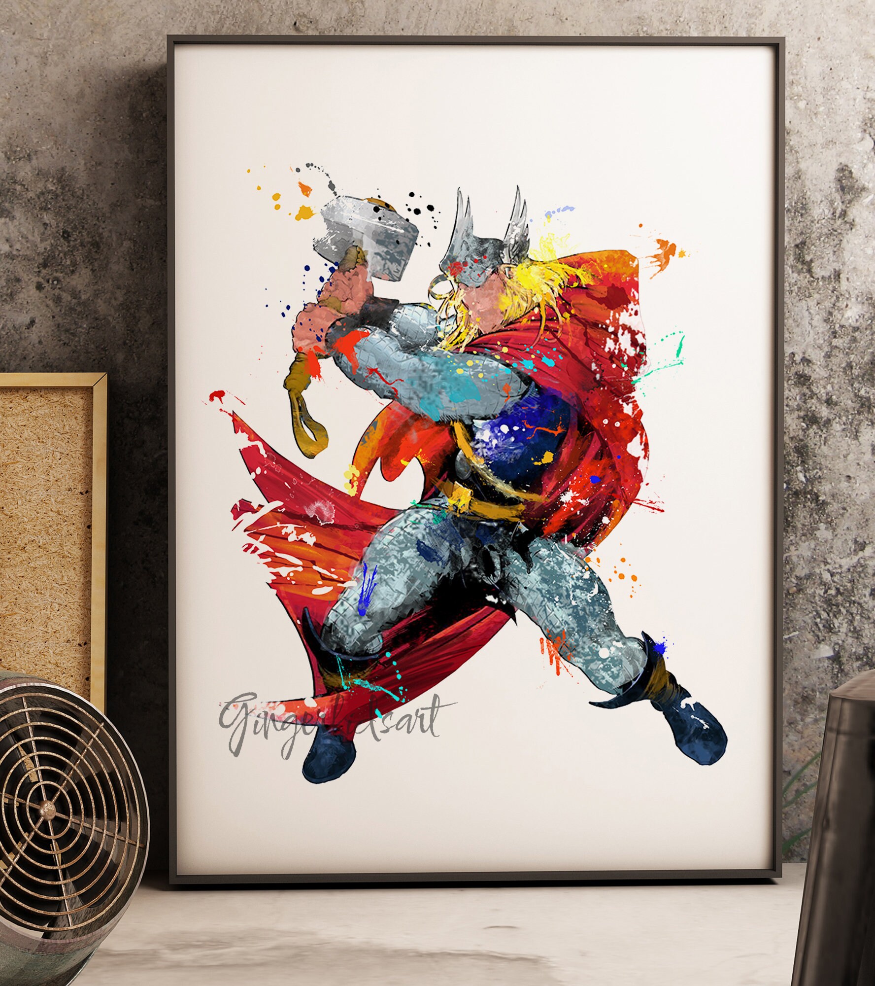 Thor Watercolor Art Print Avengers Superhero Comic - Etsy