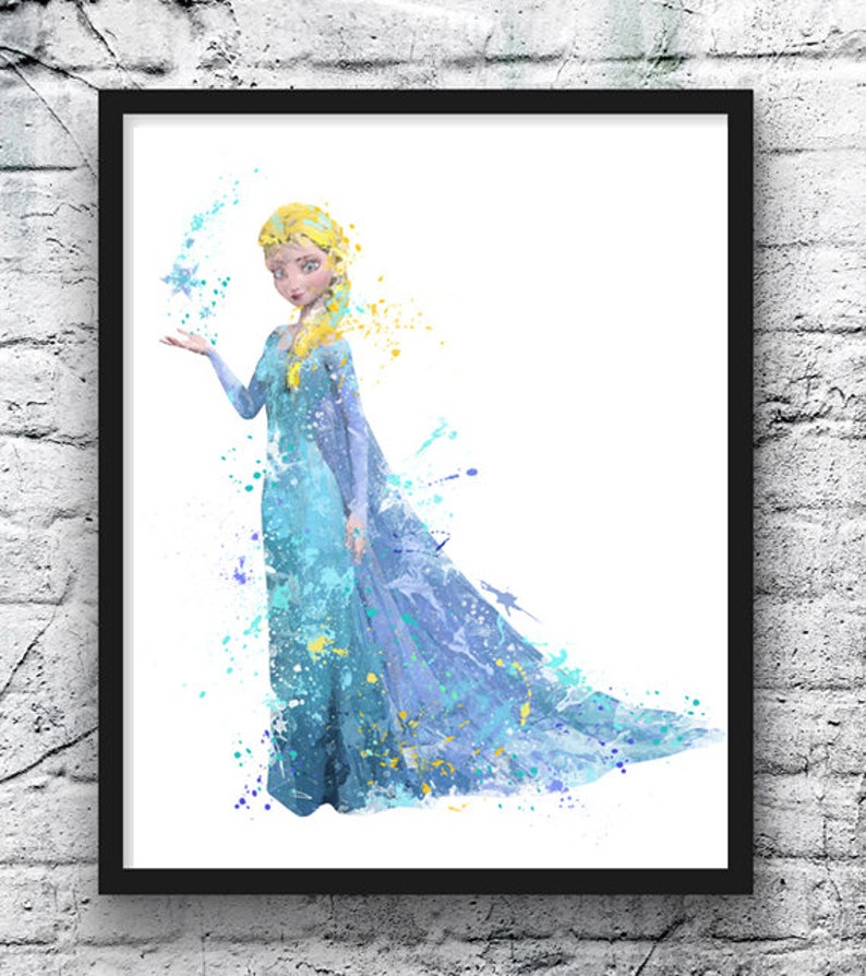 Princess Elsa Watercolor Art Print Frozen Castle Elsa - Etsy