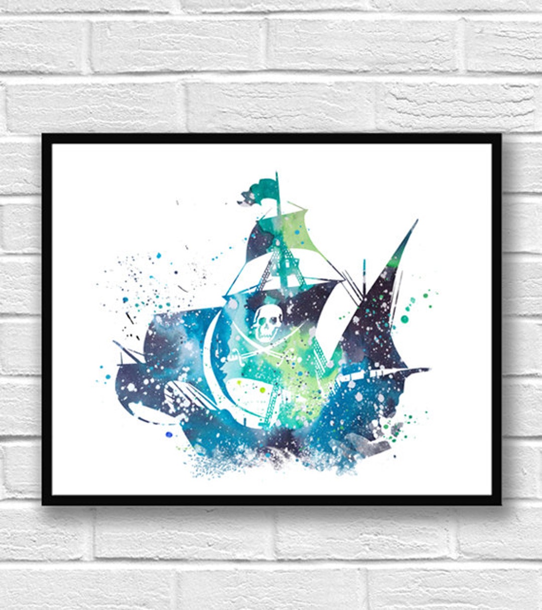 Pirate Ship Watercolor Print, Pirates of the Caribbean, Watercolor Art ...