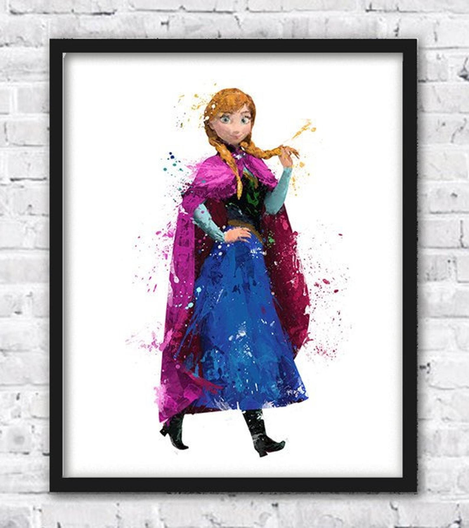 Frozen Watercolor Art Print Princess Elsa Frozen Castle - Etsy