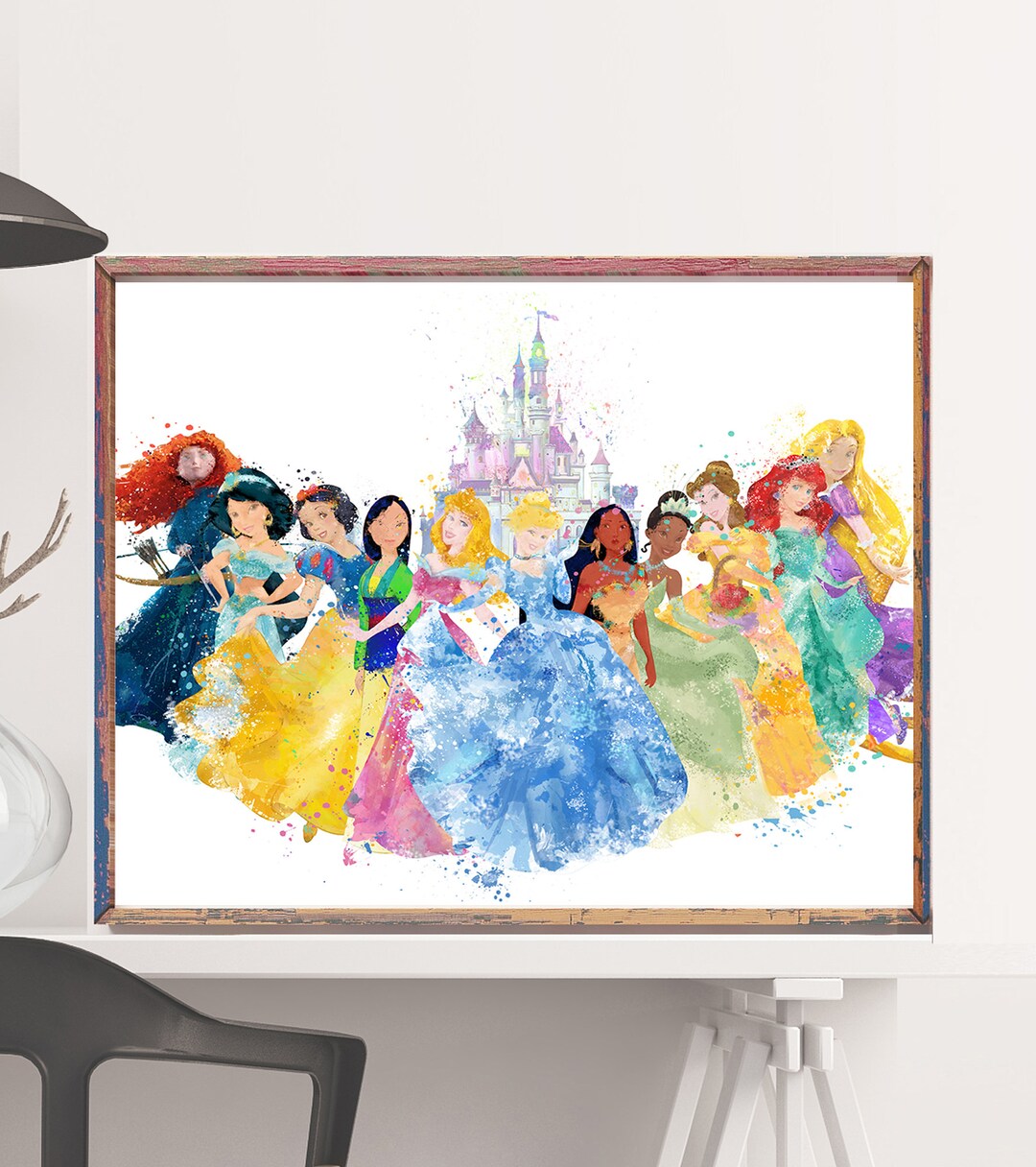 Disney Princess Watercolor Art Print, Girls Bedroom Room Decor - Etsy