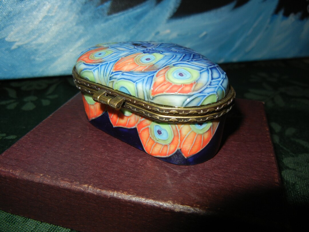 Benaya Peacock Pattern Heart Shape Ceramic Trinket Box , JP '08 - Etsy