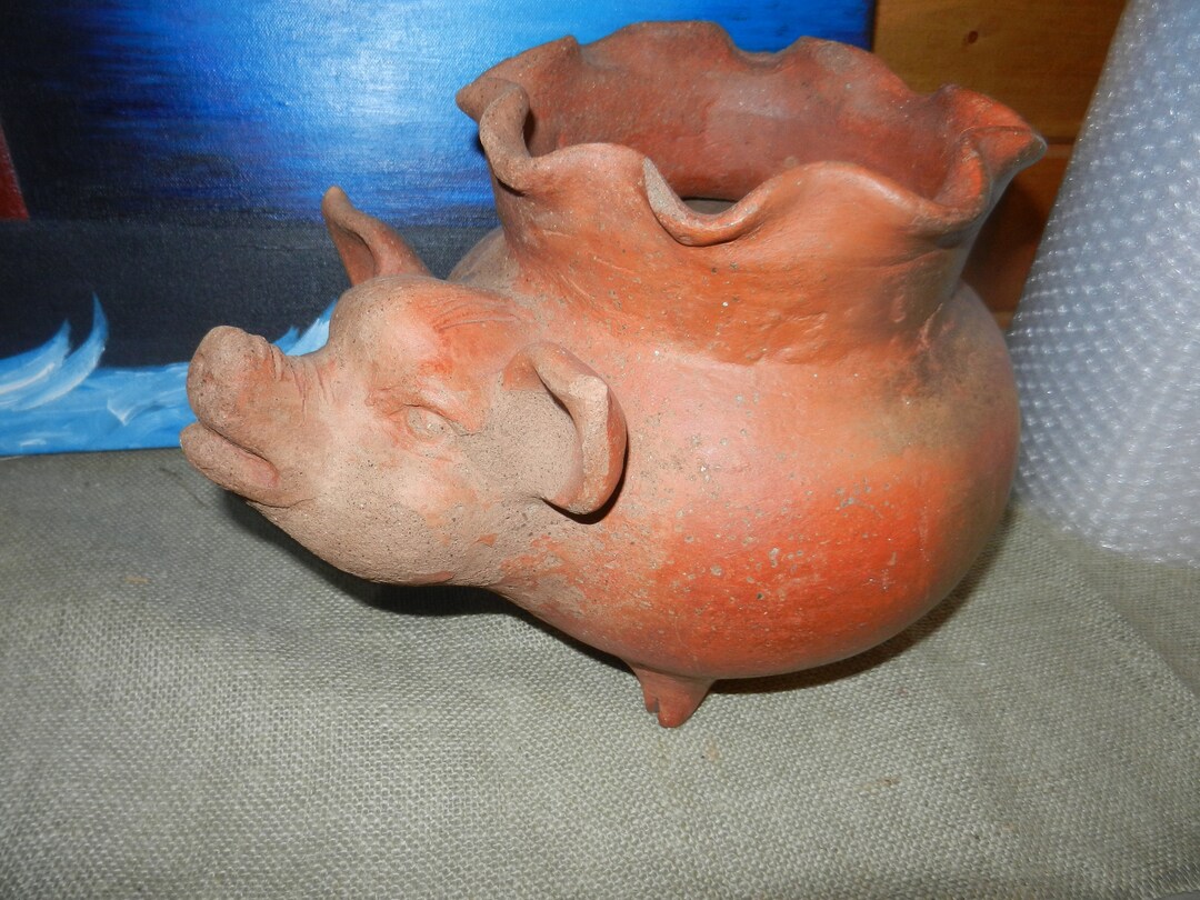 Large Antique Terracotta Pig Planter Farm Style - Etsy