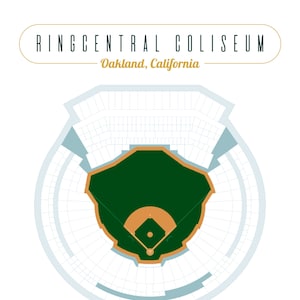 Oakland Athletics, Ringcentral Coliseum Stadium Map, Digital Download ...