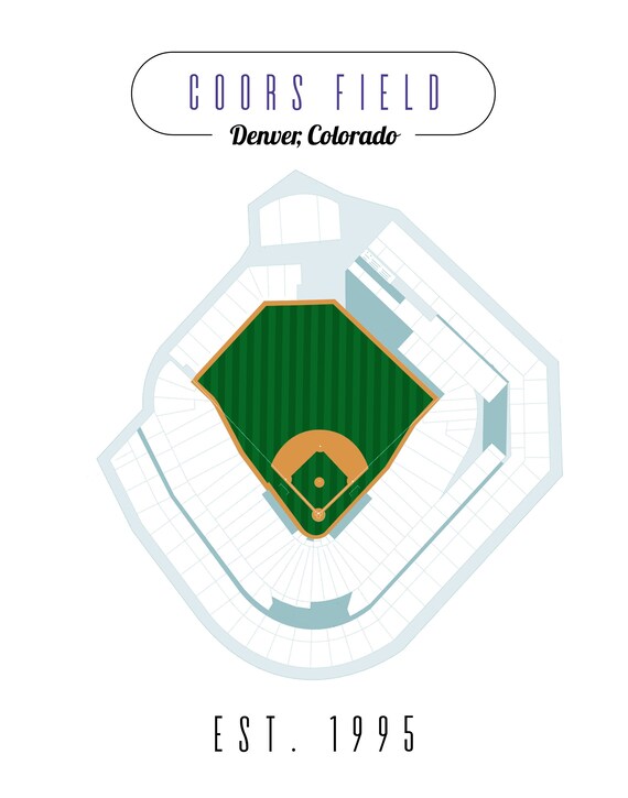 Colorado Rockies Coors Field Stadium Map Digital Download - Etsy