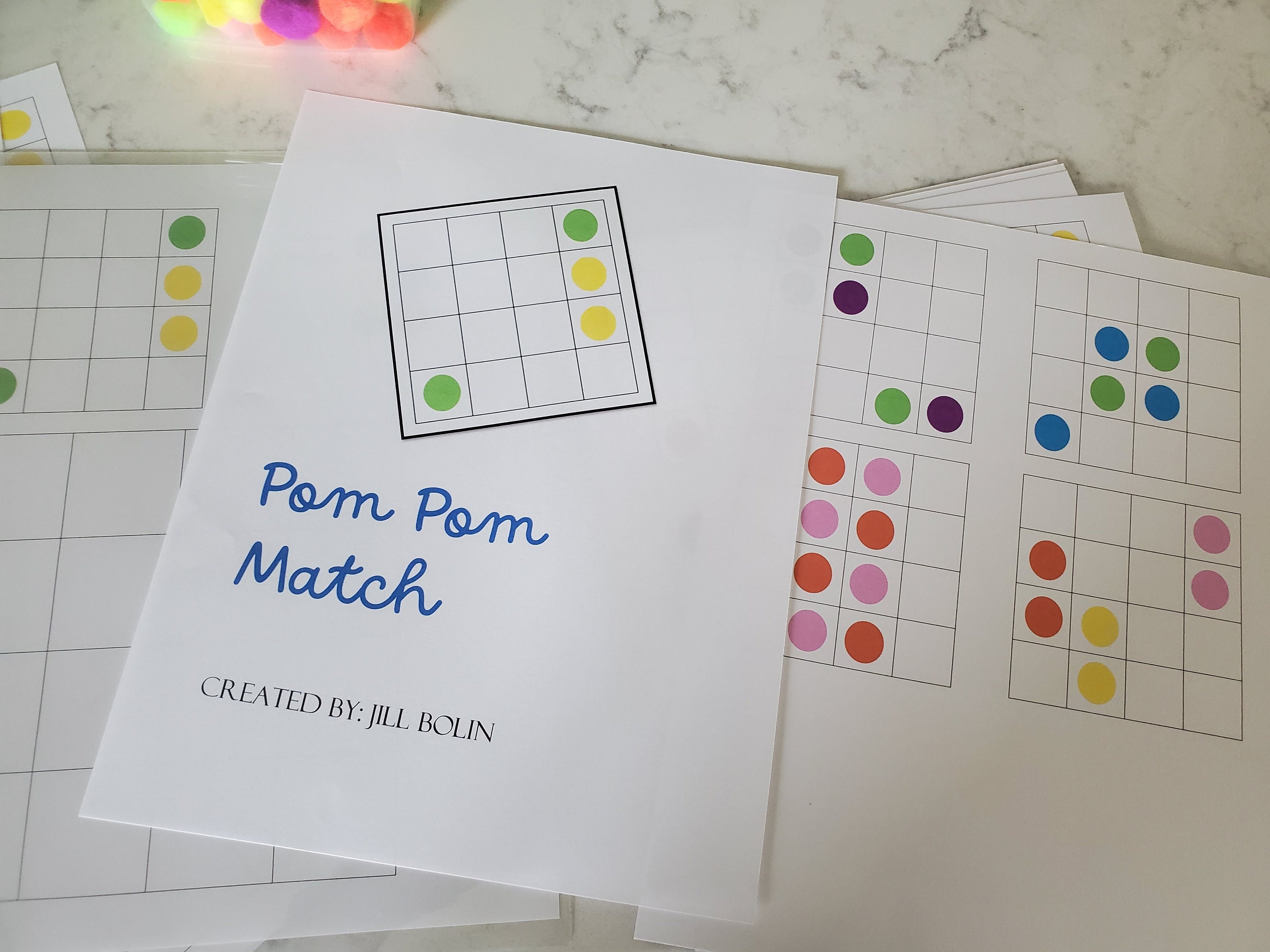 Pom Pom Match Life Skills Student Activity Fine Motor Skills Instant ...