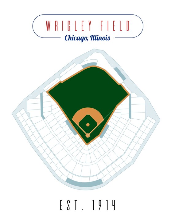 Chicago Cubs Wrigley Field Stadium Map Digital Download - Etsy