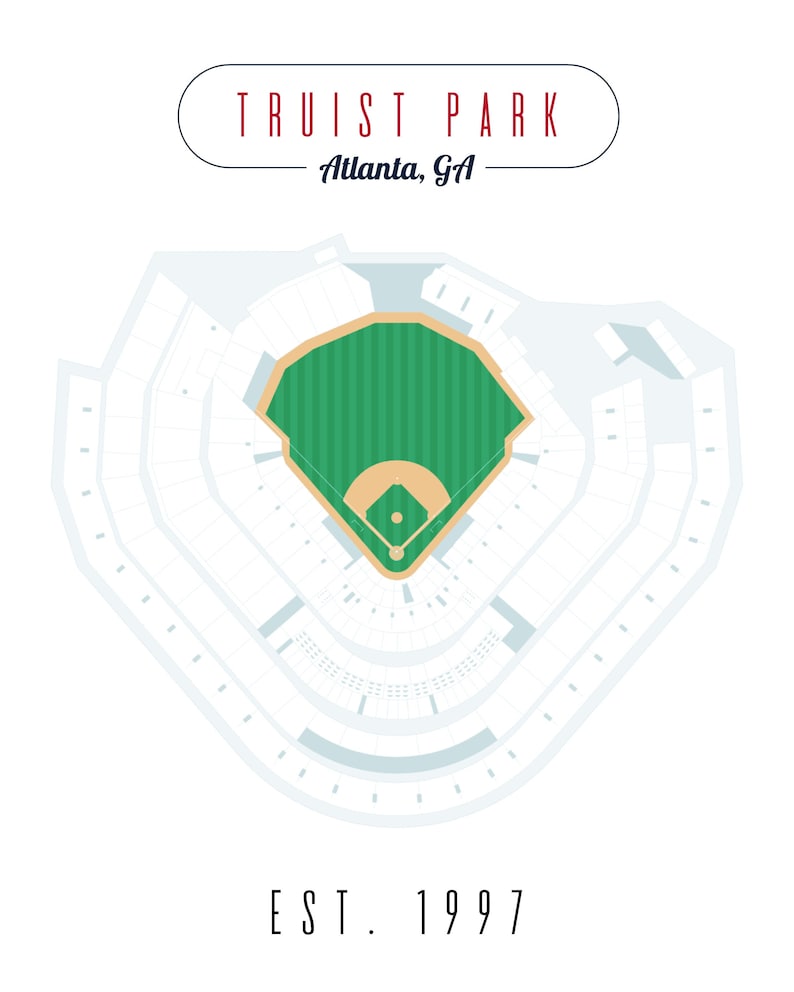 Atlanta Braves, Truist Park Stadium Map, Digital Download, Baseball Fan ...