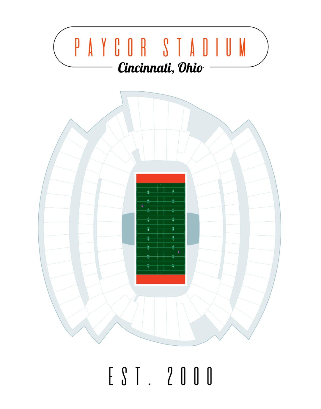 Bengals Stadium Map, Digital Download, NFL Football Paycor Stadium ...