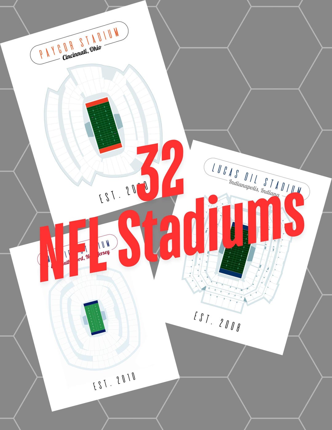 NFL Stadium Map Art Prints, 32 Stadiums, Man Cave Decor (PDF) - Etsy