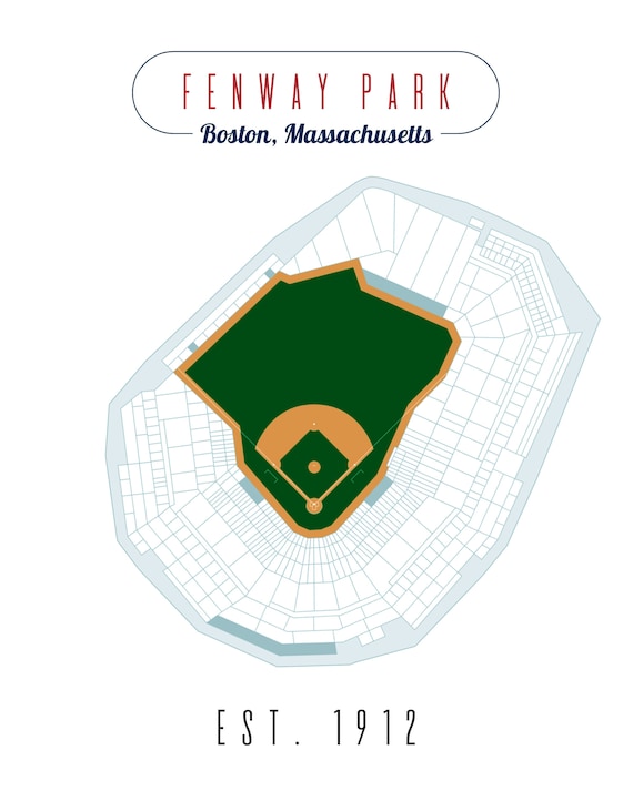Boston Red Sox Fenway Park Stadium Map Digital Download - Etsy