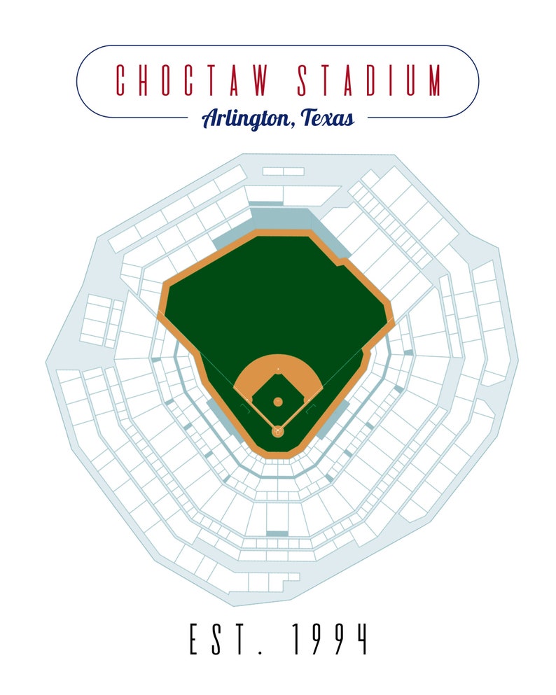 Texas Rangers, Globe Life Field Map, Digital Download, Baseball Fan Art ...