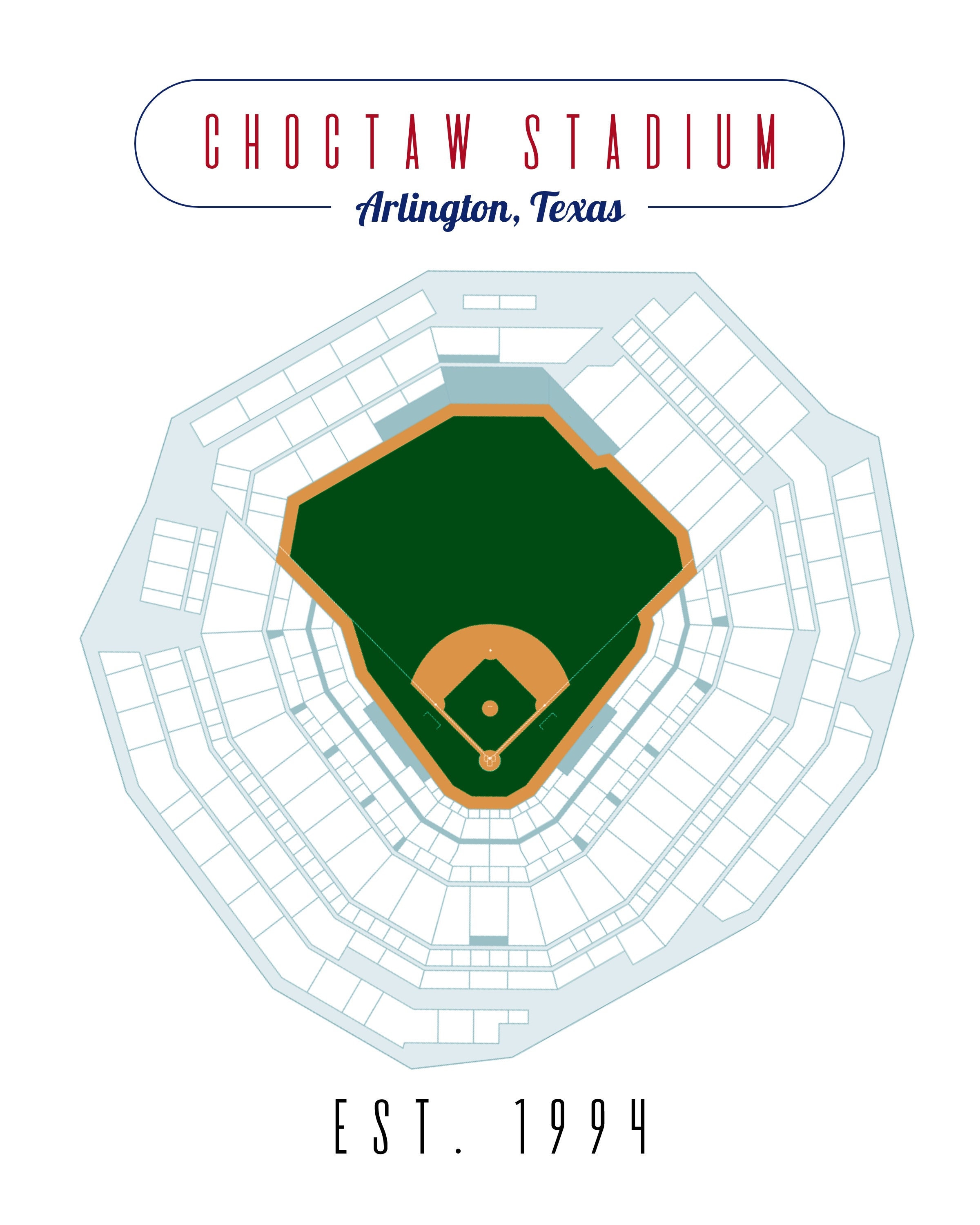 Texas Rangers, Globe Life Field Map, Digital Download, Baseball Fan Art ...