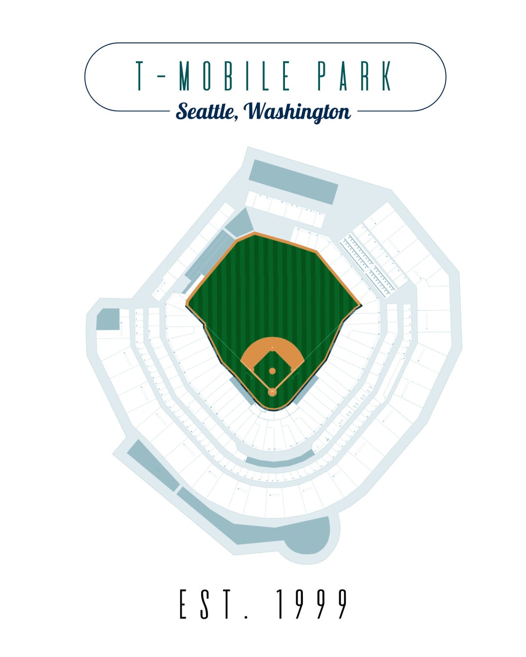 Seattle Mariners, T-mobile Stadium Map, Digital Download, Baseball Fan ...