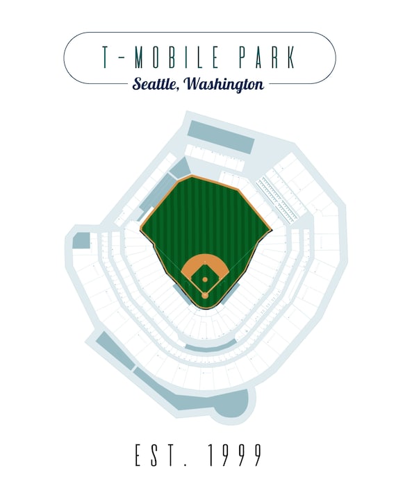 Seattle Mariners T-mobile Stadium Map Digital Download - Etsy