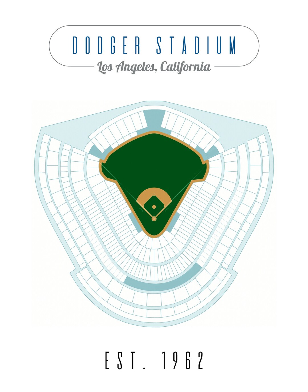 Los Angeles Dodgers, Dodgers Stadium Map, Digital Download, Baseball ...