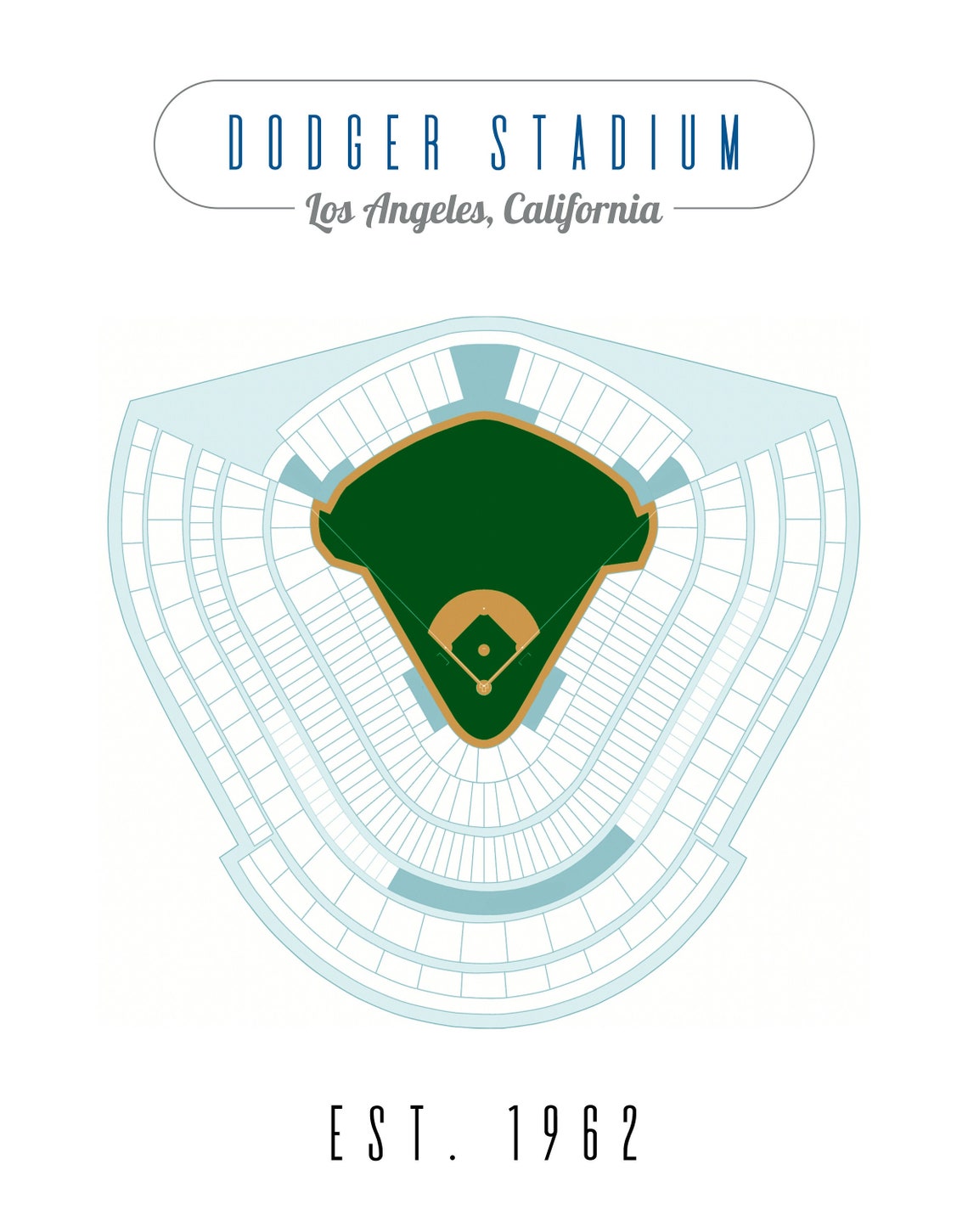 Los Angeles Dodgers, Dodgers Stadium Map, Digital Download, Baseball ...