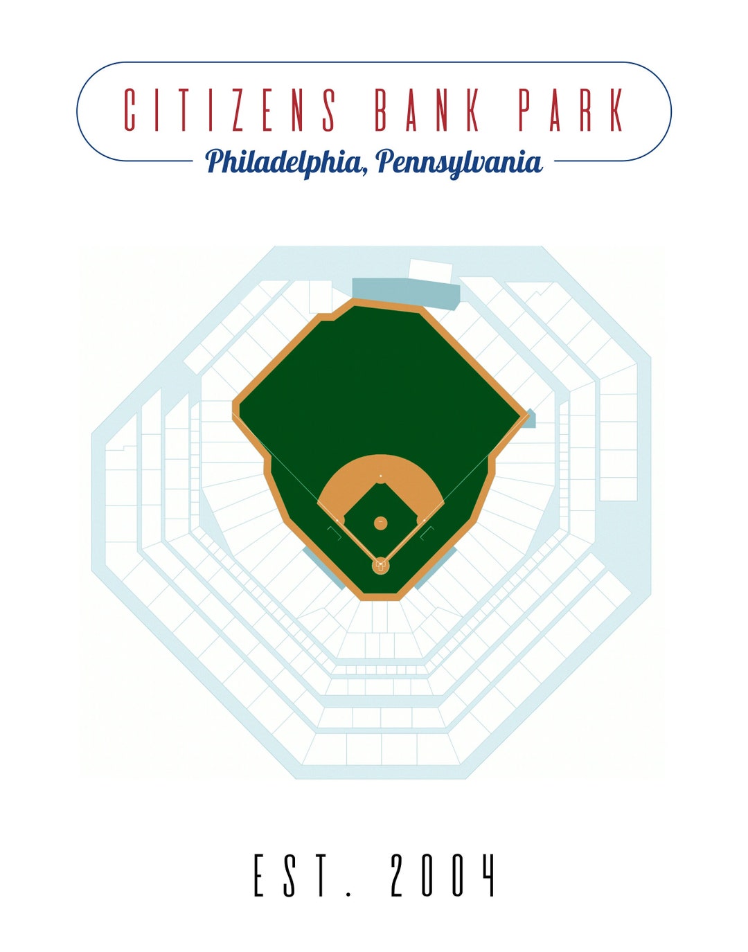 Philadelphia Phillies, Citizen Bank Park Stadium Map, Digital Download ...
