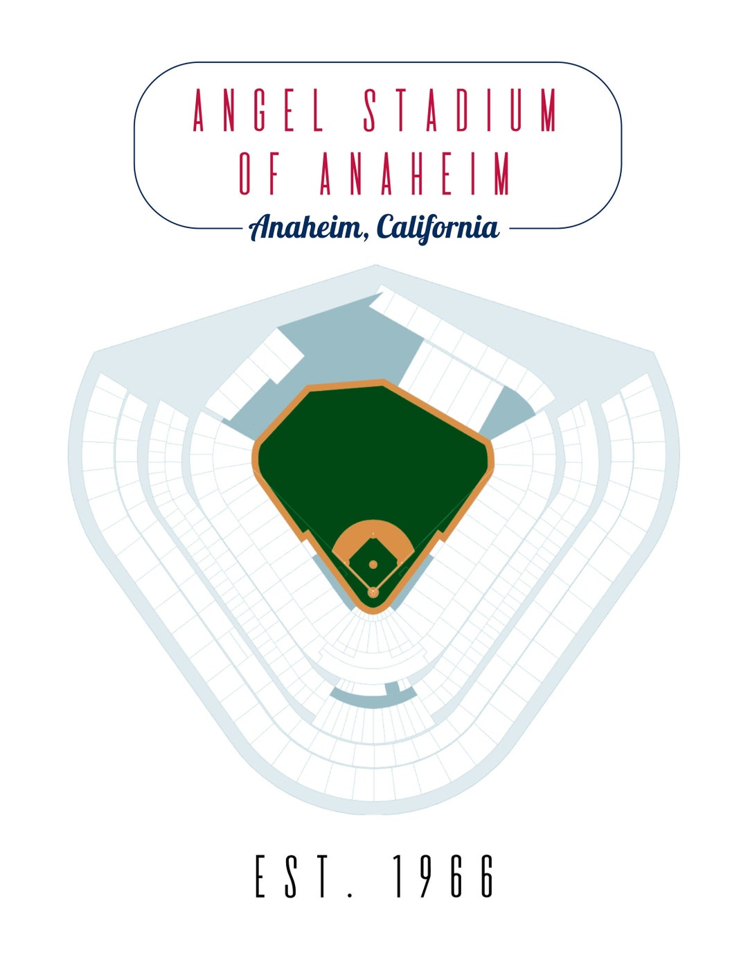Los Angeles Angels, Angel Stadium Map, Digital Download, Baseball Fan ...