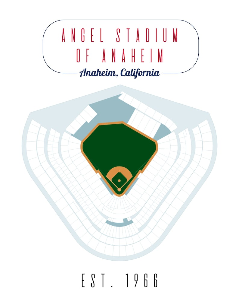 Los Angeles Angels, Angel Stadium Map, Digital Download, Baseball Fan ...