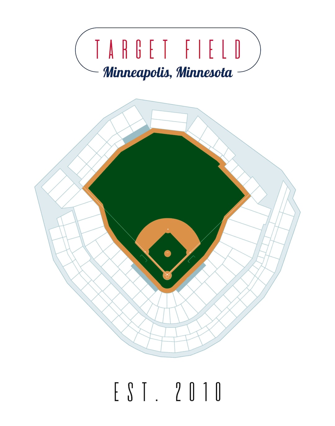Minnesota Twins, Target Field Stadium Map, Digital Download, Baseball ...