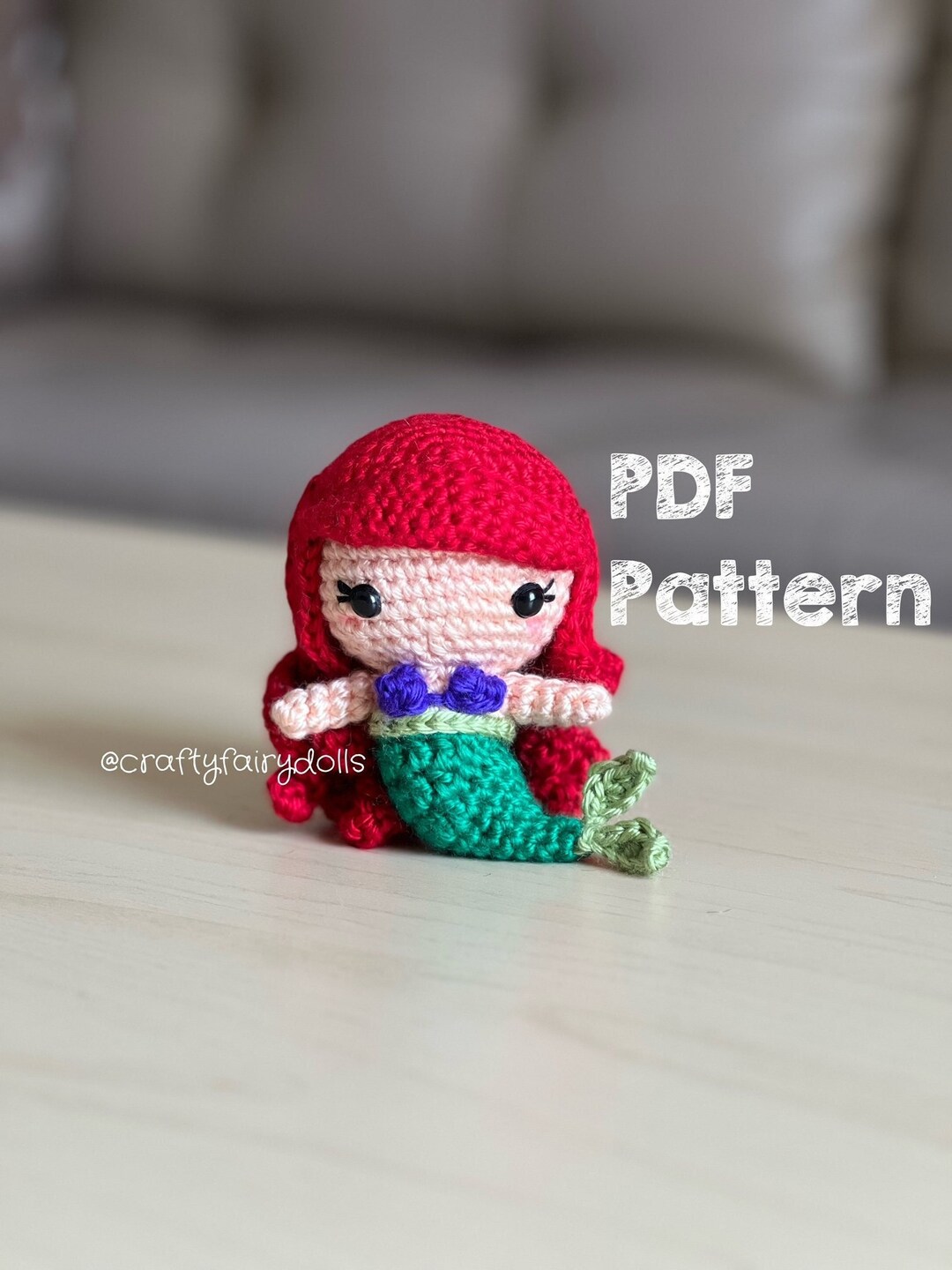 Crochet Ariel Doll Little Mermaid Amigurumi Pattern Fairytale Princess ...