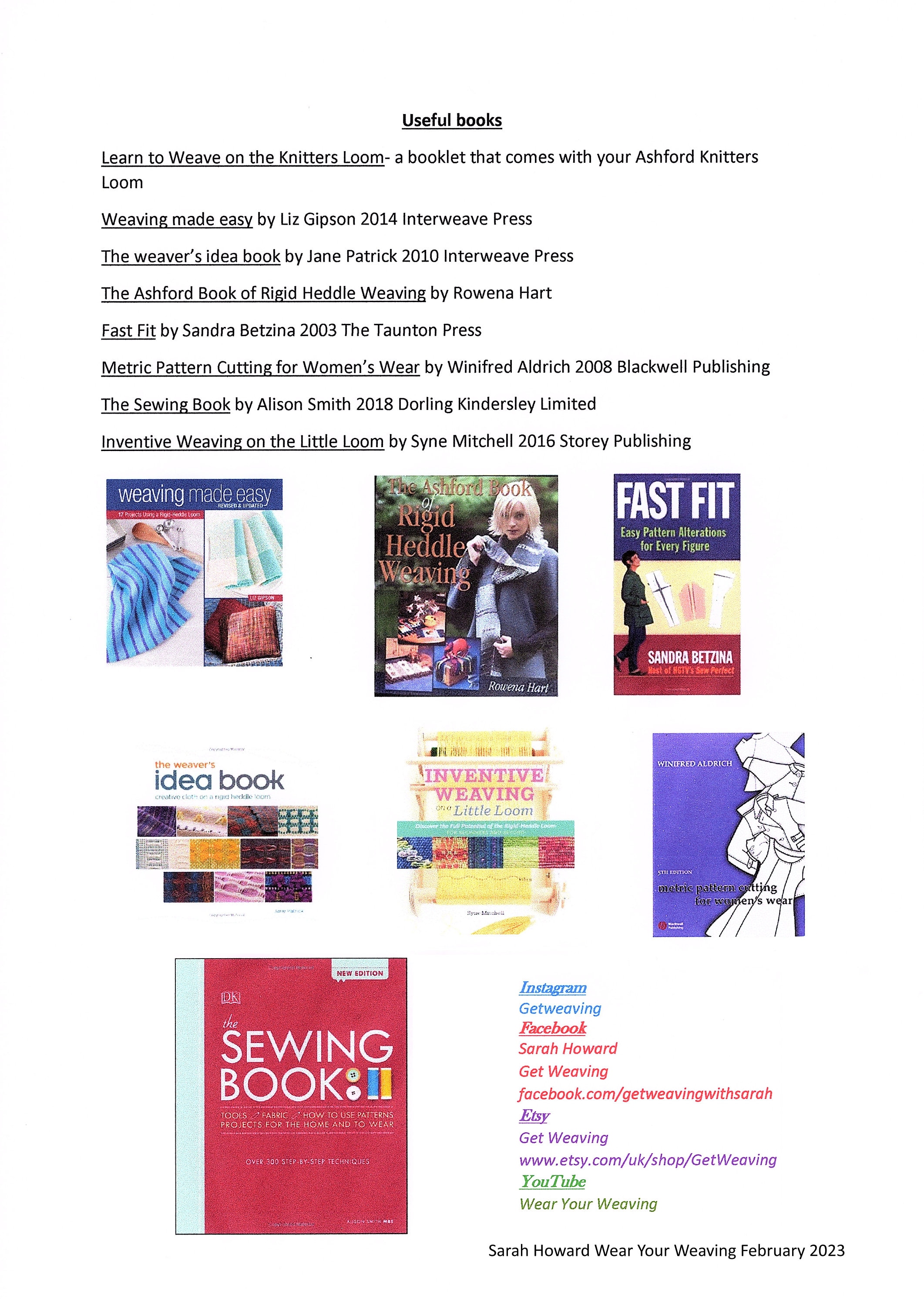 Instant Download, 5 Sheets From Sarah Howard to Help With Your Weaving ...