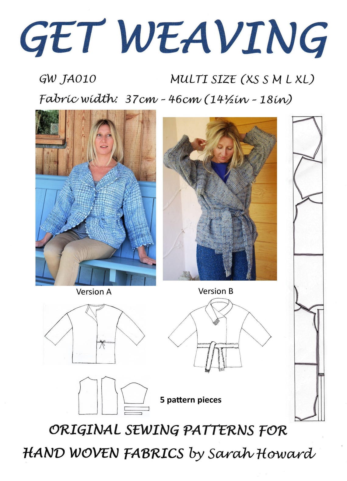 GW JA010 Wrap Jacket Sewing Pattern in 2 Lengths Tie or Half - Etsy UK