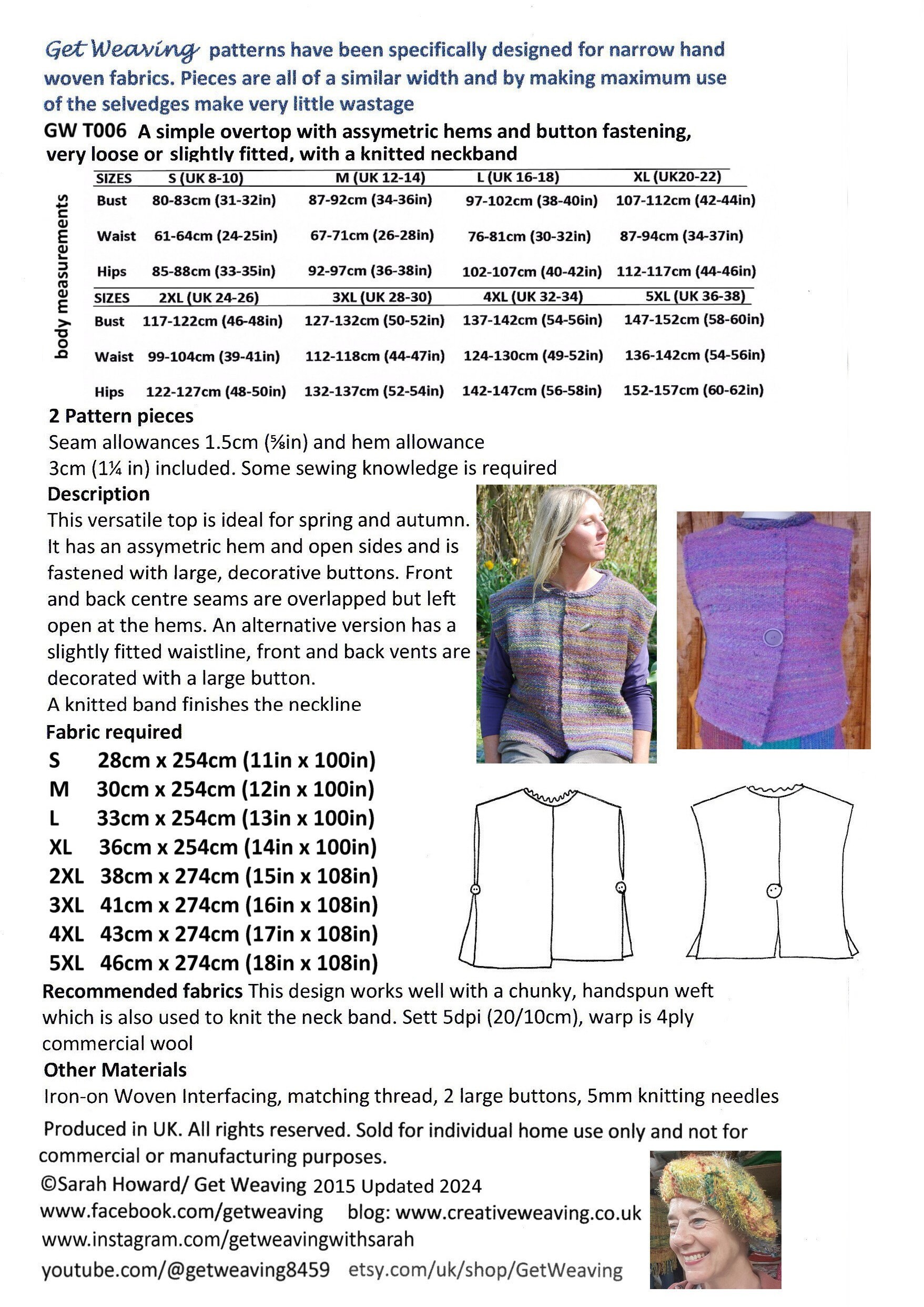 GW T006 S - 5XL Loose Overtop With Button Fastening and Knitted ...