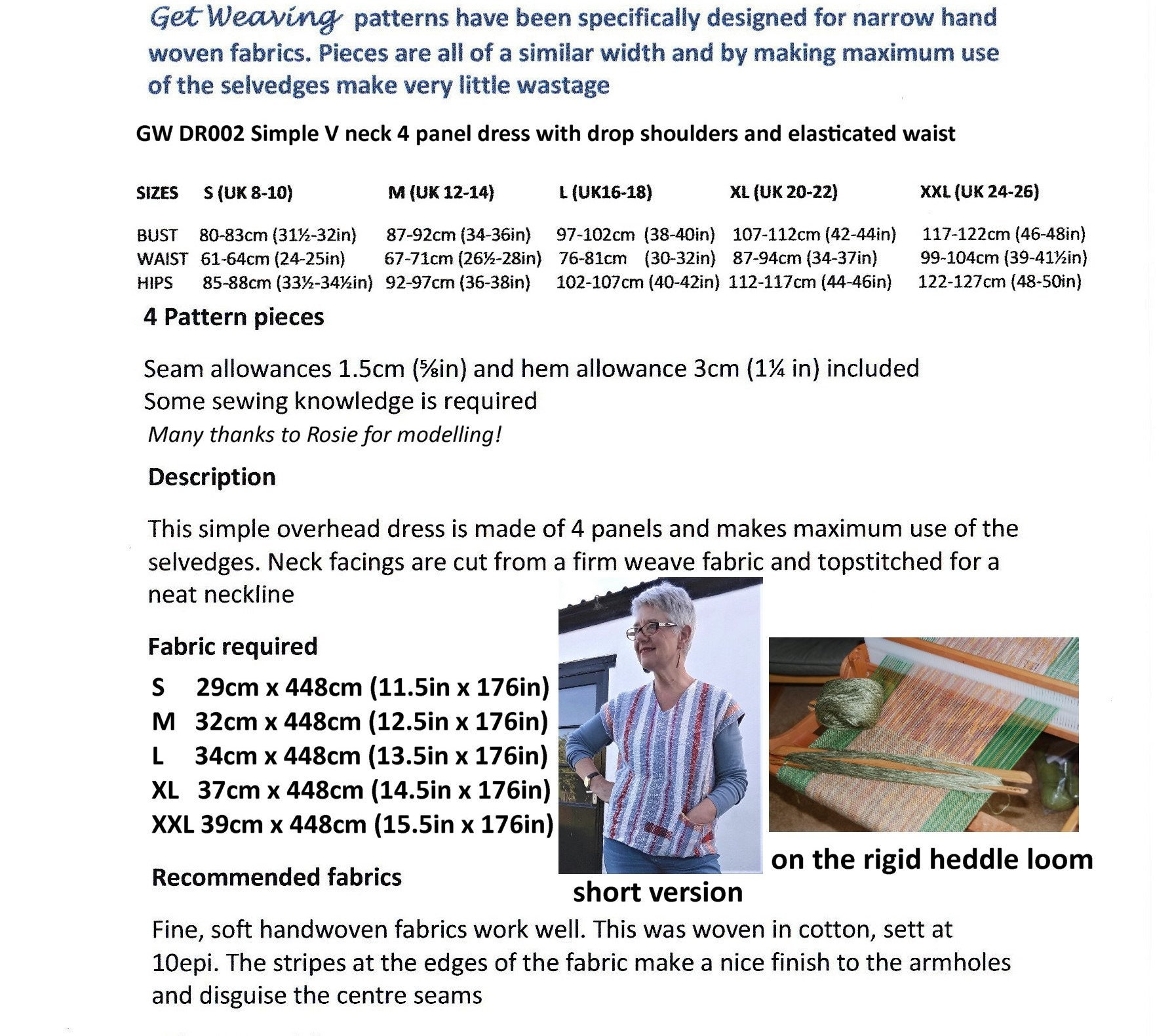 GW DR002 S-XXL simple V neck 4 panel dress with elasticated | Etsy