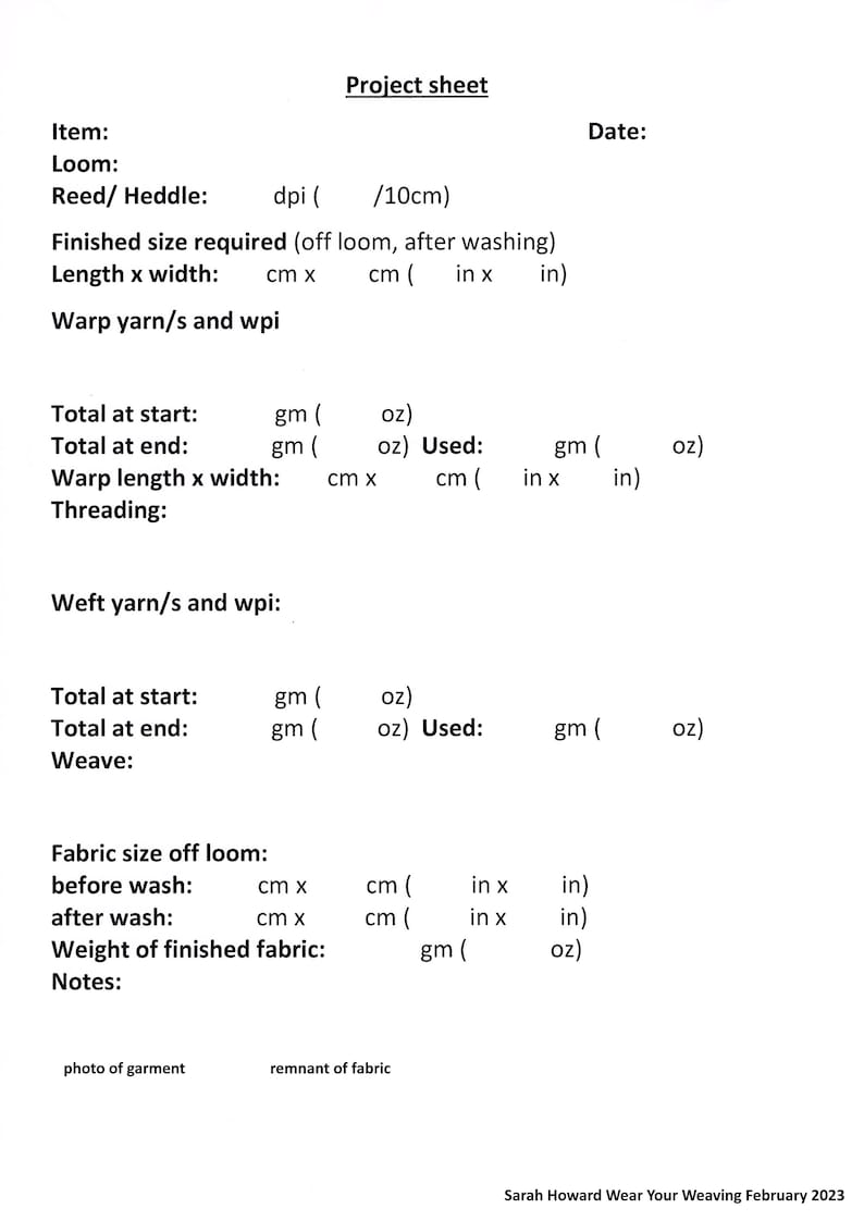 Instant Download, 5 Sheets From Sarah Howard to Help With Your Weaving ...