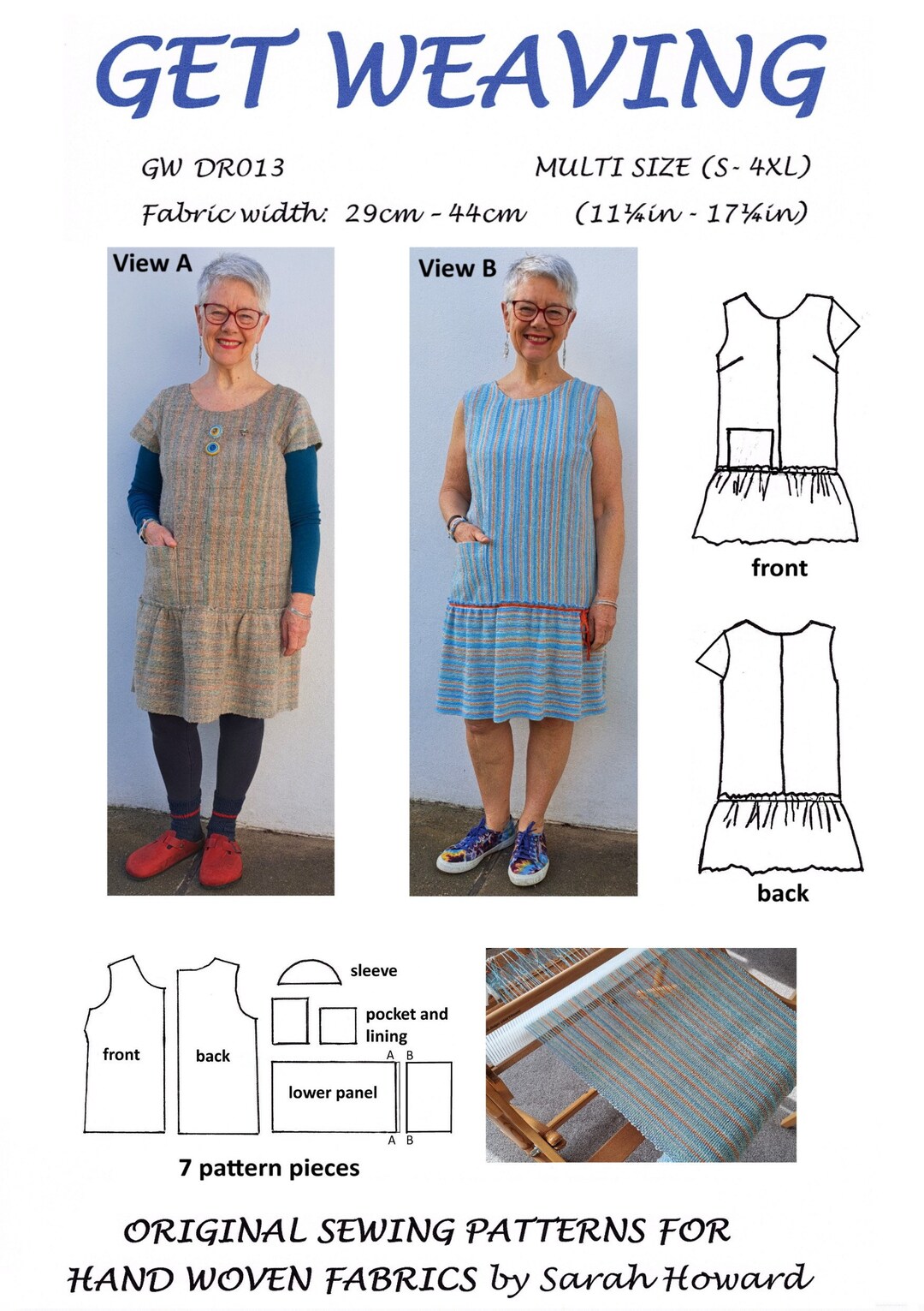 GW DR013 S- 4XL Overhead Dress, Darts, Lower Panels Gathered to Body ...