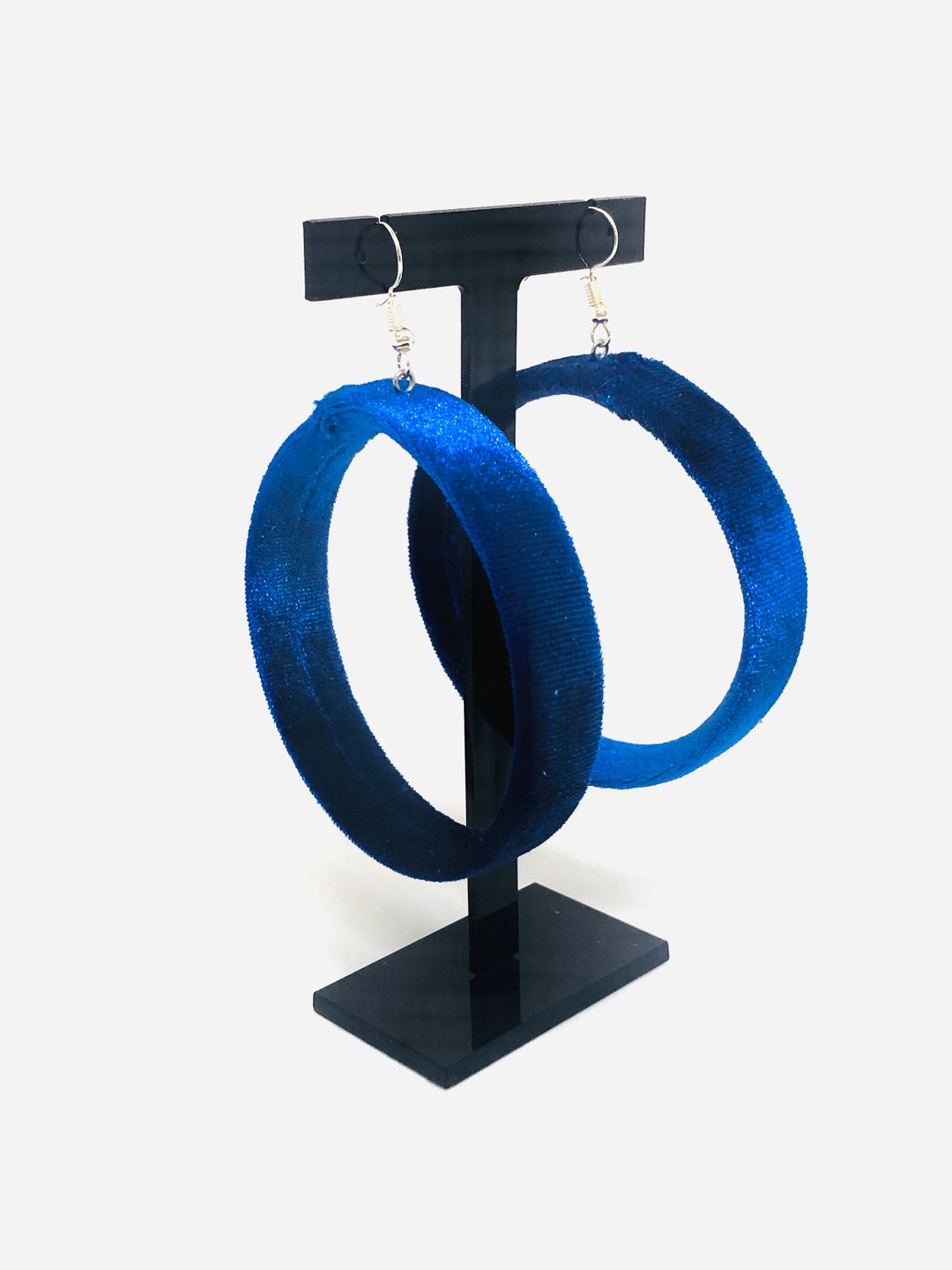 Lightweight Royal Blue Velvet Hoop Earrings - Etsy