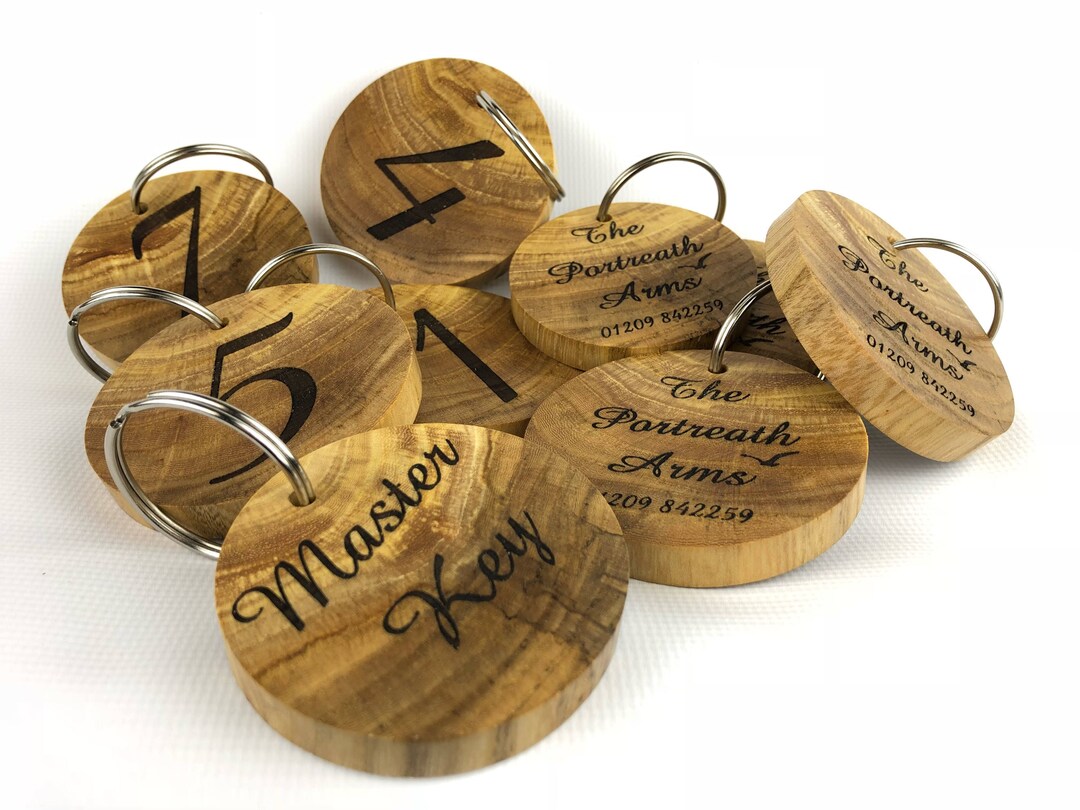 Engraved Spalted Sycamore Keyring: Custom Hotel B&B House Keys - Etsy