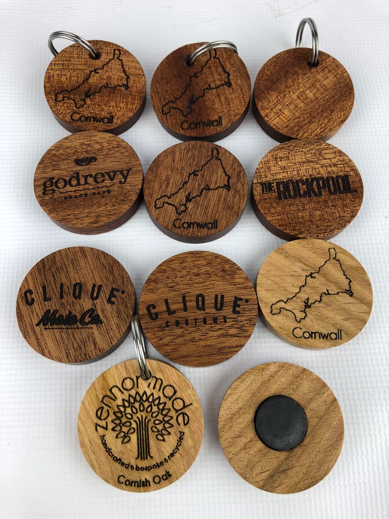 Custom Personalised branded logo Keyring Handmade reclaimed | Etsy