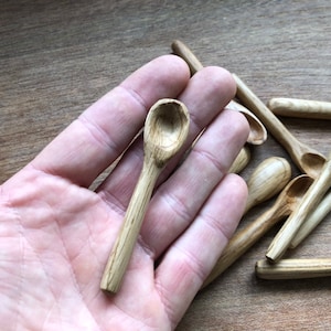 Small Wooden Salt Pig Spoon Handmade Reclaimed Oak 3" 75mm Spice ...