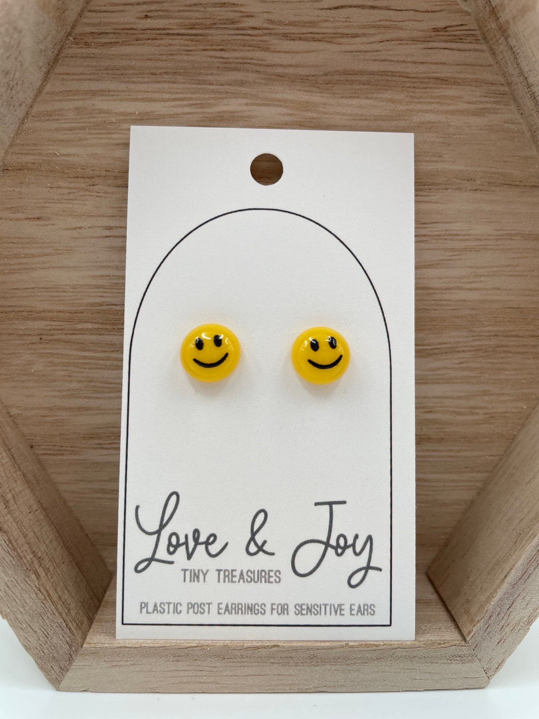 Yellow Smiley Face Plastic Post Earrings | Hypoallergenic Earrings ...