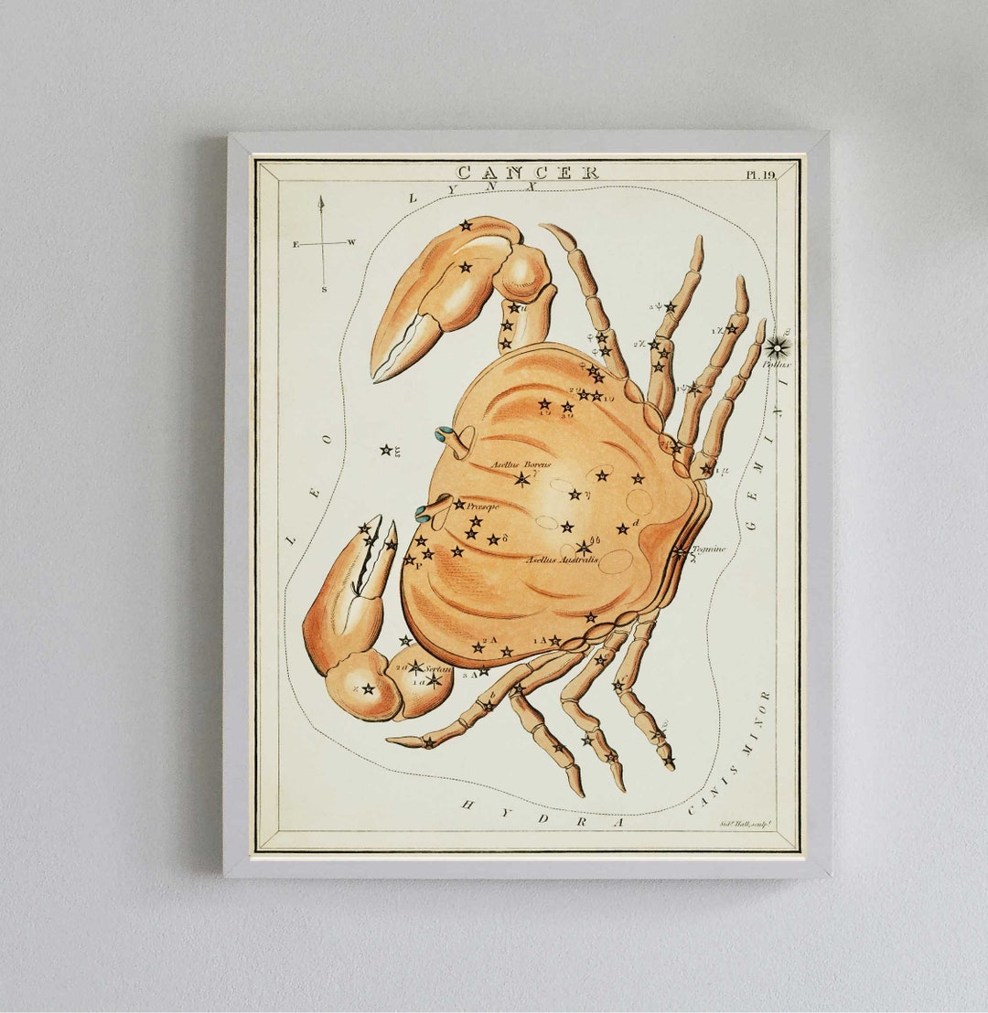 Vintage Cancer Zodiac Print: Celestial Star Chart Astrology Art - Etsy