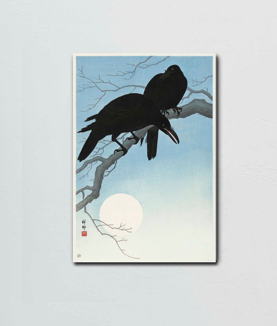 Two Ravens Art Print: Vintage Japanese Crow Illustration - Etsy