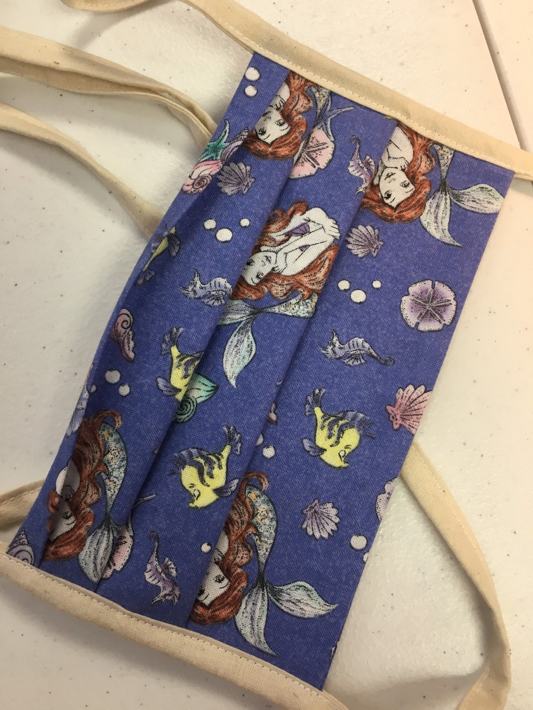 Ariel Disney Princess Face Mask Cotton Cloth With Ties or Ear - Etsy