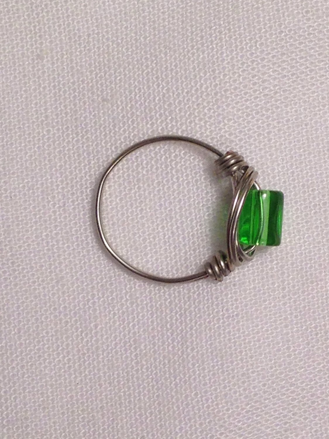 Green Silver Beaded Wire Wrapped Ring - Etsy
