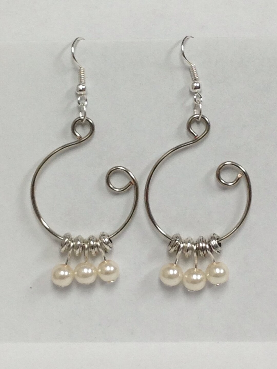 Pearl Silver Open Hoop Earrings - Etsy