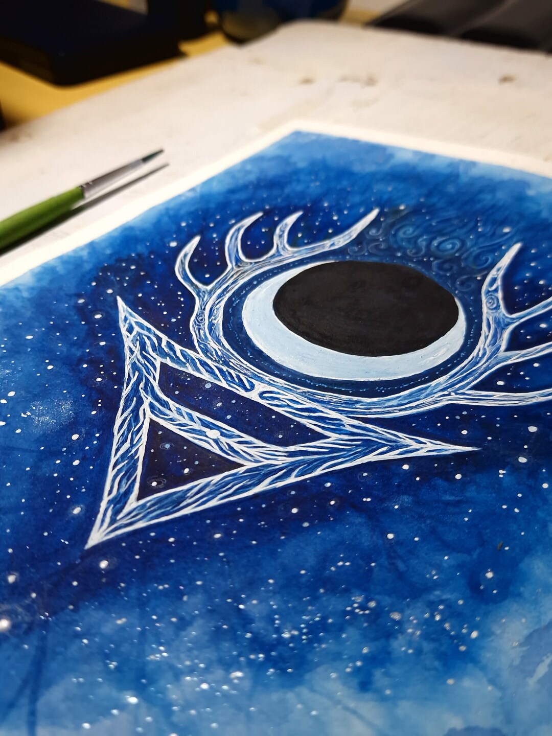 Druid Symbol ''eclipse'', Stag Horns, the Sun, the Moon and the Earth ...