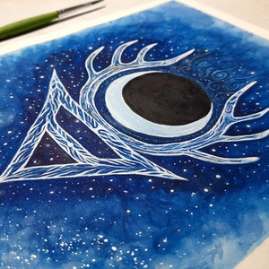 Druid Symbol ''eclipse'', Stag Horns, the Sun, the Moon and the Earth ...