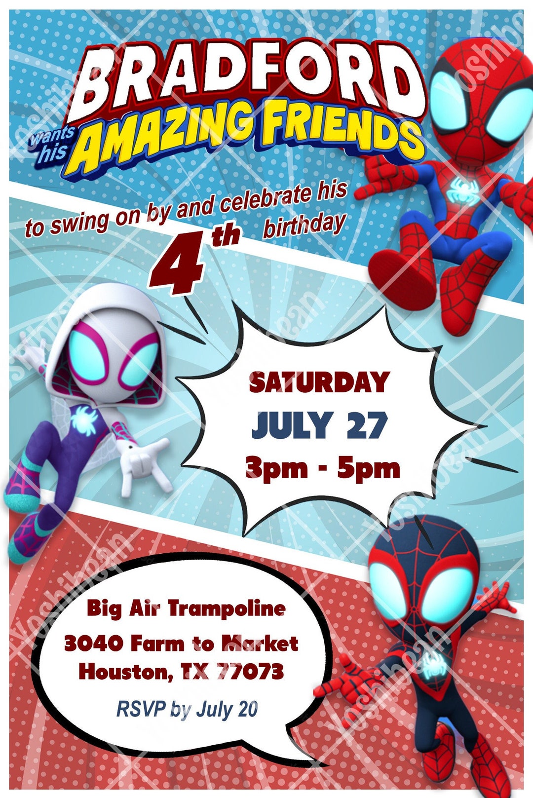 Printable Spidey and His Amazing Friends Party Invite *digital Download ...