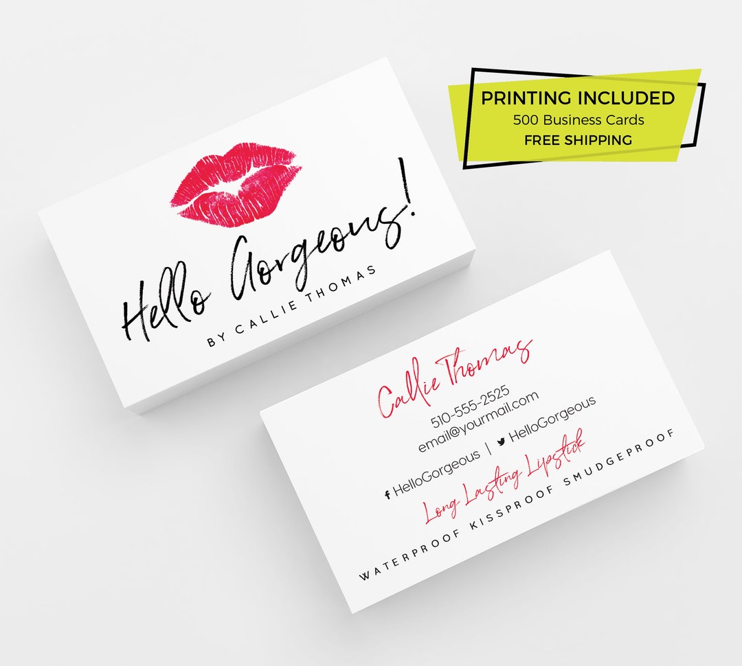 Red Lips Business Card 500 Printed Business Cards Custom Calling Card ...